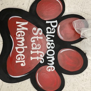 Paw Print Door Hanger, Teacher Door Hanger, Personalized Bulldog Paw ...