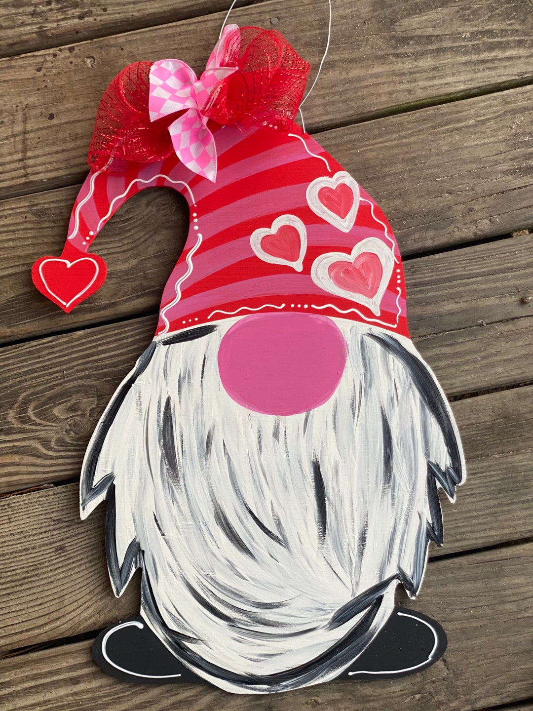 Valentine Love Gnome Door Hanger, Valentine Door Wreath, Gnome Door ...