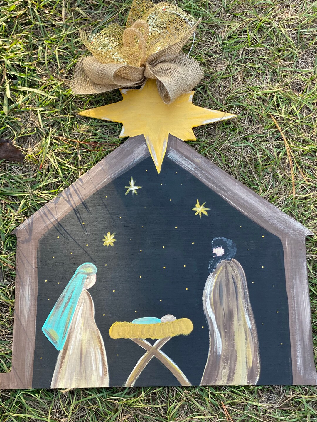 Manger Door Hanger, Manger Scene, Christmas Manger, Nativity Scene ...