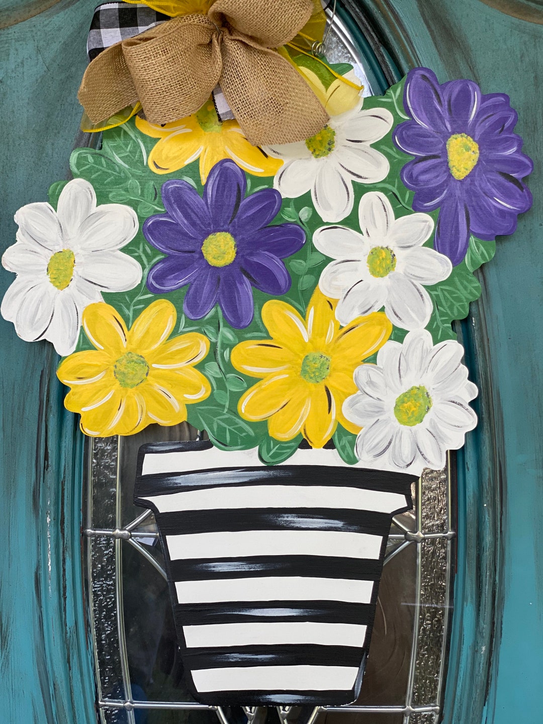 Pot of Daisies Door Hanger, Floral Door Hanger, Daisy Door Hanger ...