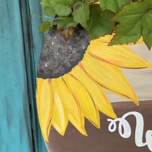 Welcome sunflower Door Hanger Wood Door Hanger Sunflower | Etsy