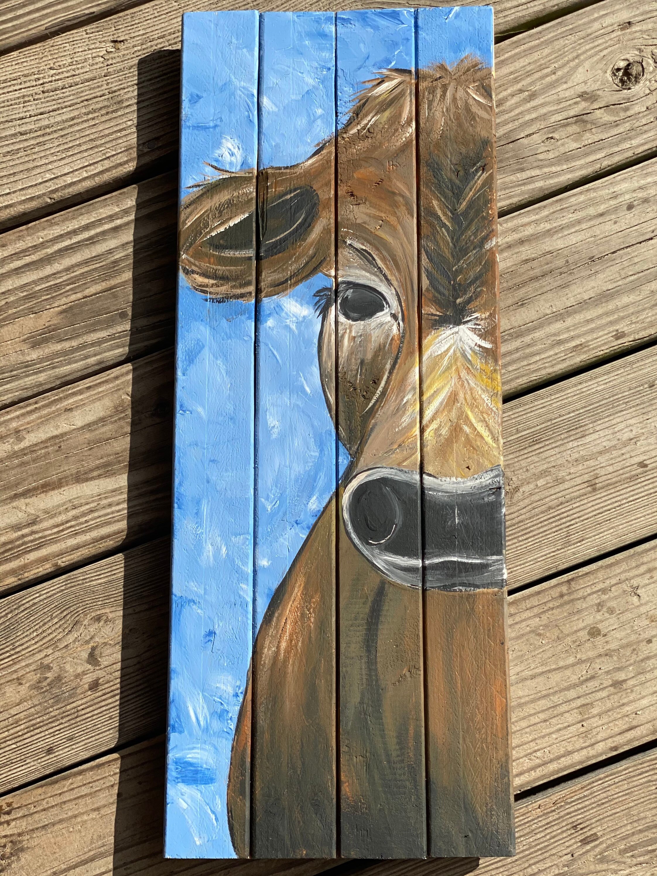 Cow Painting, Wood Pallet Board Art, Cow Painting on Wood, Farmhouse ...