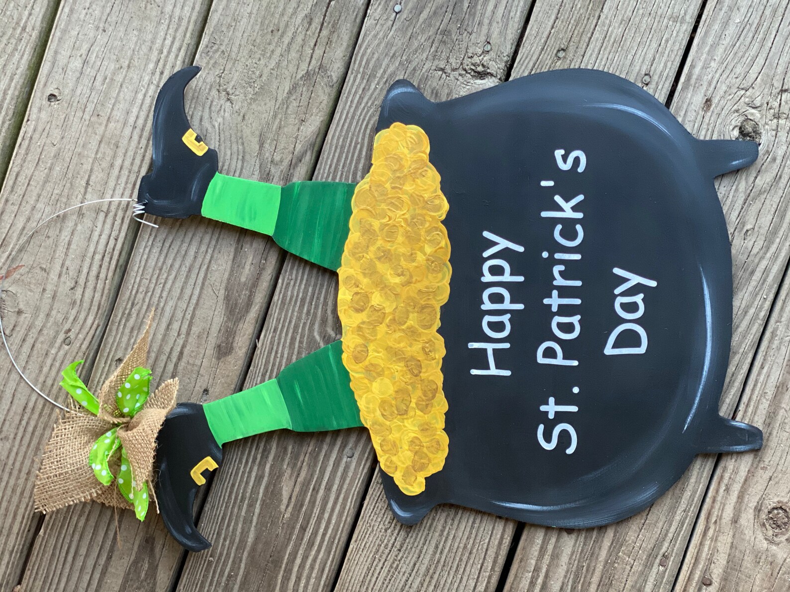 St. Patricks Day Door Hanger Pot of Gold Leprechaun Feet - Etsy