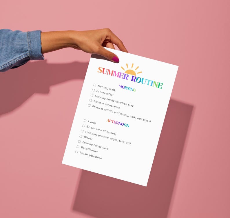 Kids Summer Routine Chart, Editable Daily Schedule (canva Template) - Etsy