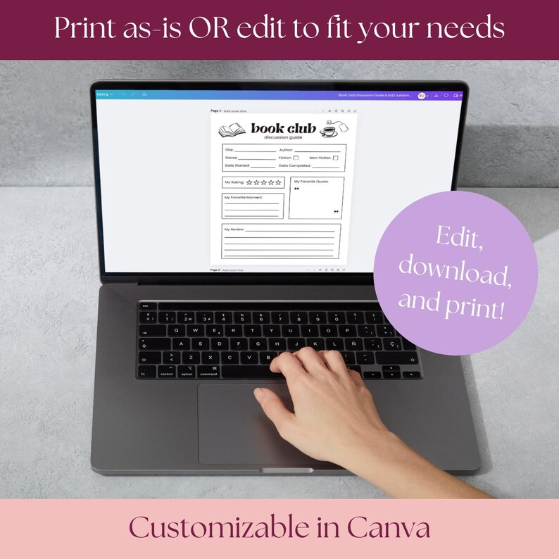 Book Club Discussion Guide Template | Printable & Editable (digital ...
