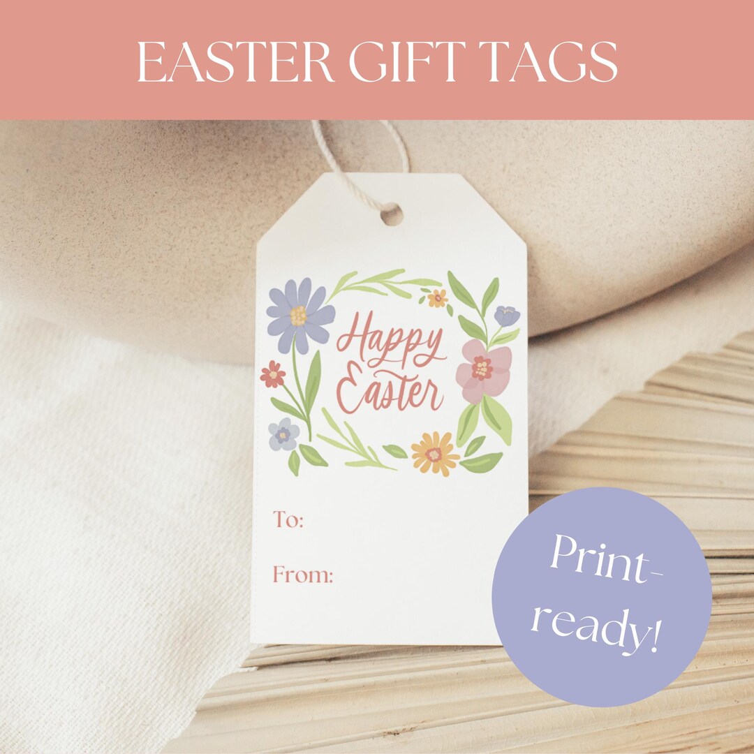 Printable Easter Gift Tags, Floral Basket Tags (PDF, JPG, PNG) - Etsy