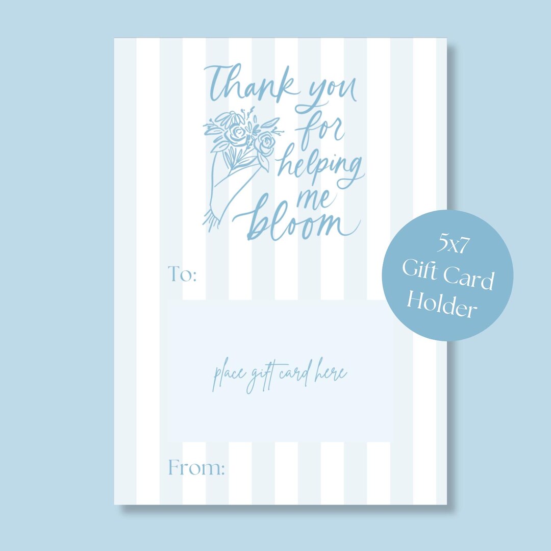 Printable Gift Card Holder Instant Download 5x7 Printable Thank You ...
