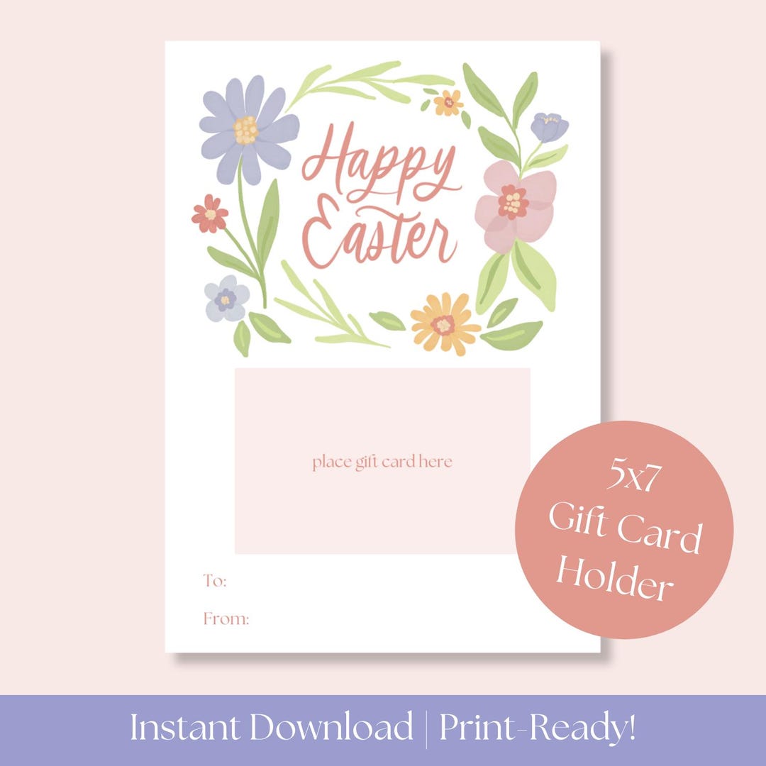 Printable Easter Gift Card Holder, Happy Easter Gift Card Instant ...