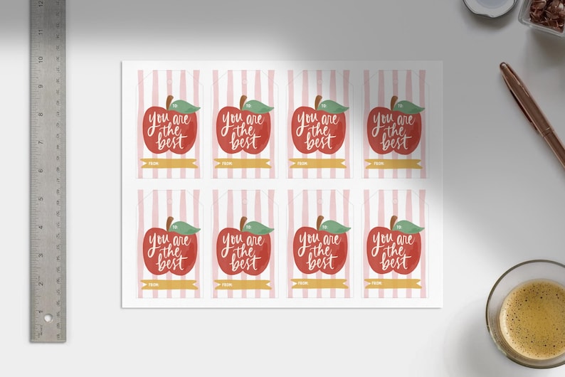 Teacher Appreciation Gift Tags, Apple Design (printable Digital ...