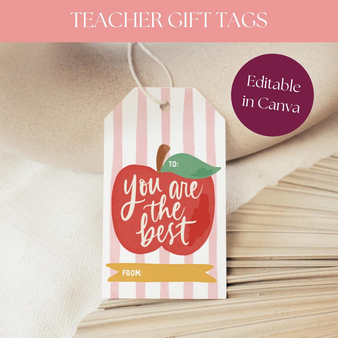 Teacher Appreciation Gift Tags, Apple Design (printable Digital ...
