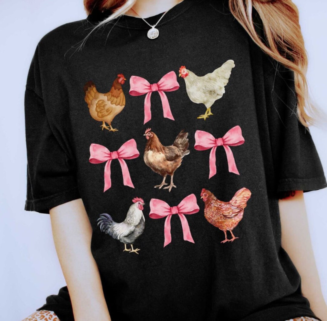 Chicken Coquette Pink Bow Girly Girl Watercolor Sublimation Dtf Png ...