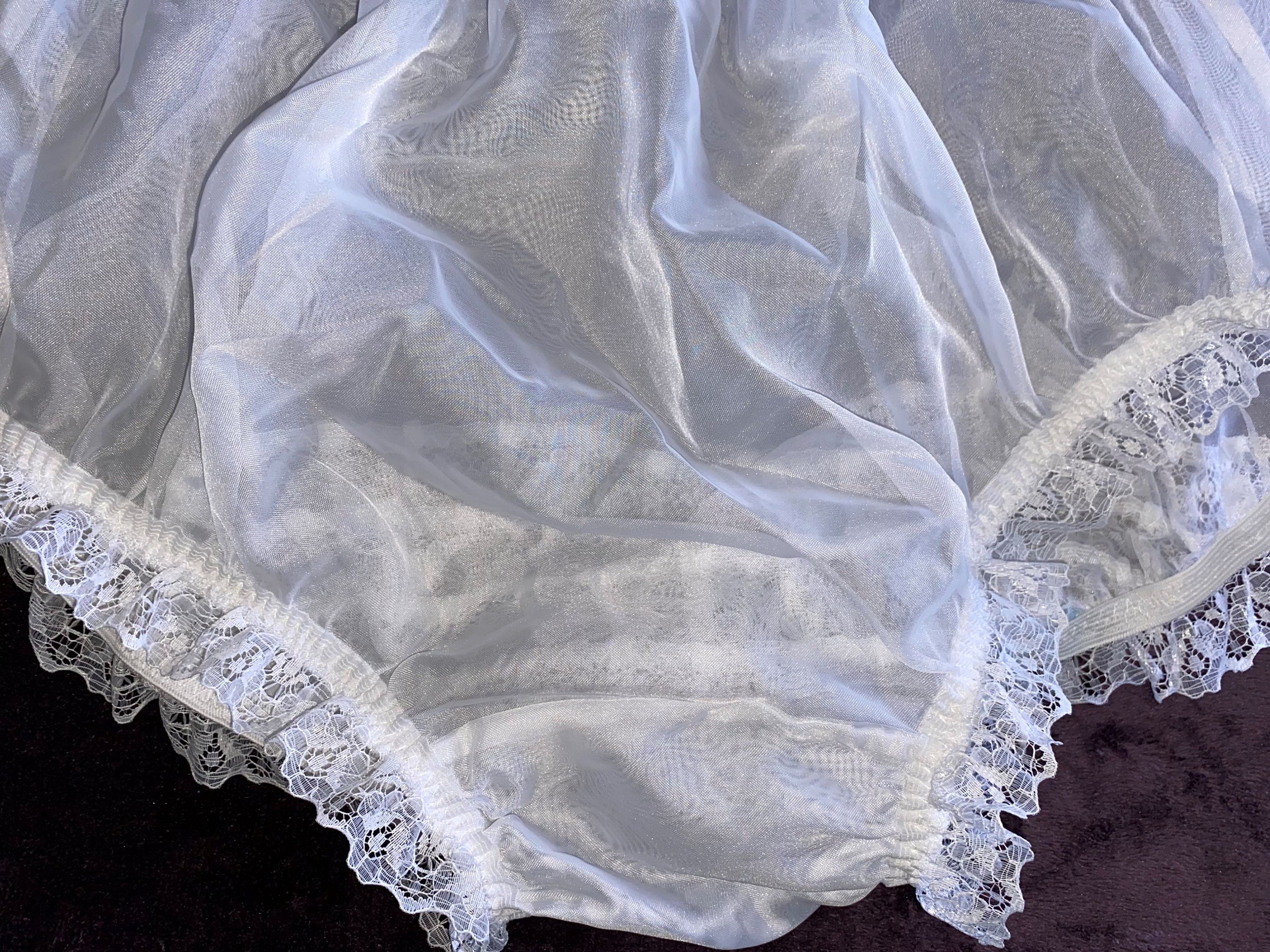 Vintage Style Bridal White Ruffled Back Sissy Knickers Panties Sheer