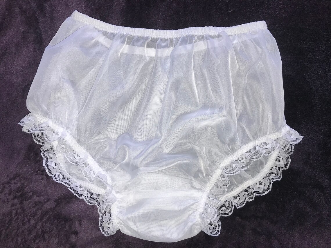 Vintage Style Bridal White With Ruffles Sissy Knickers Panties Sheer