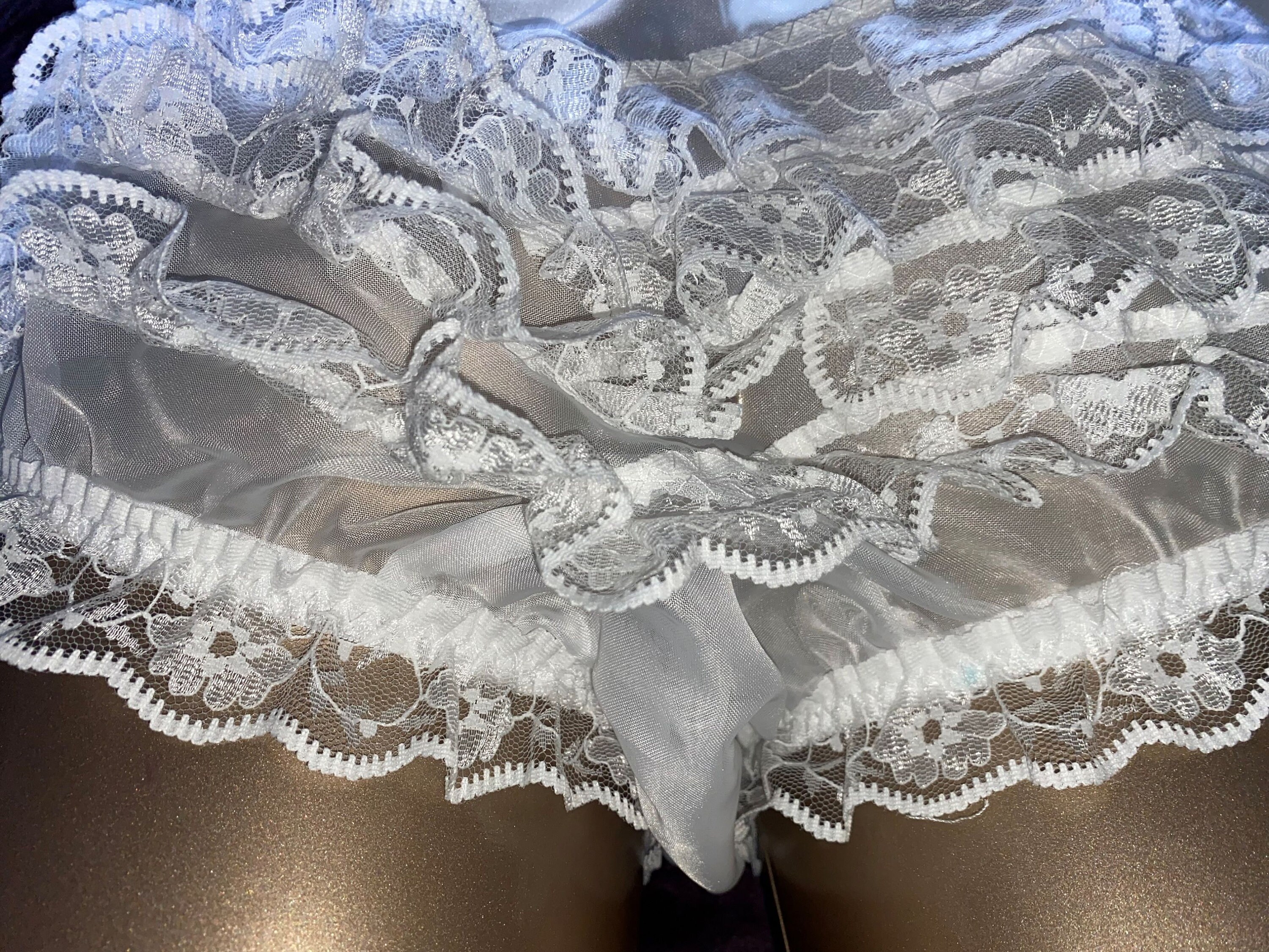Vintage Style Bridal White 3 Row V Ruffles Sissy Maids Knickers Sheer ...
