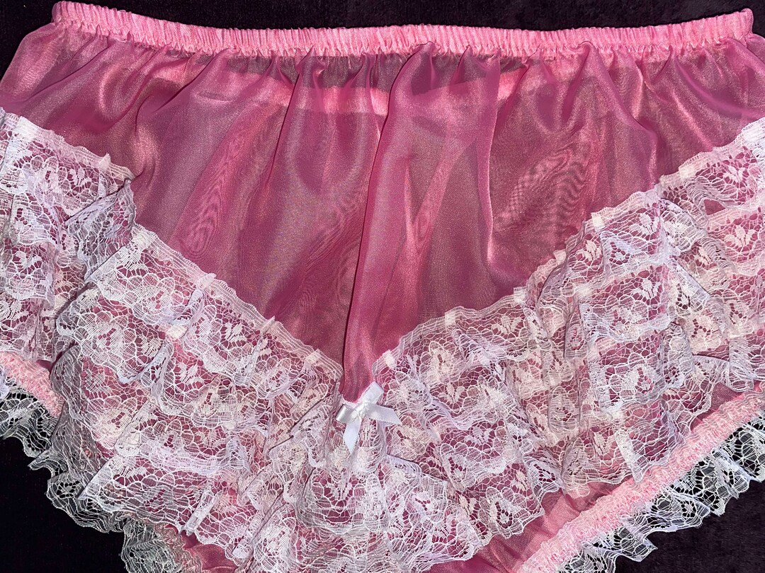 Vintage Style Cerise Pink With Four Row V Ruffled Back Sissy Maids Or