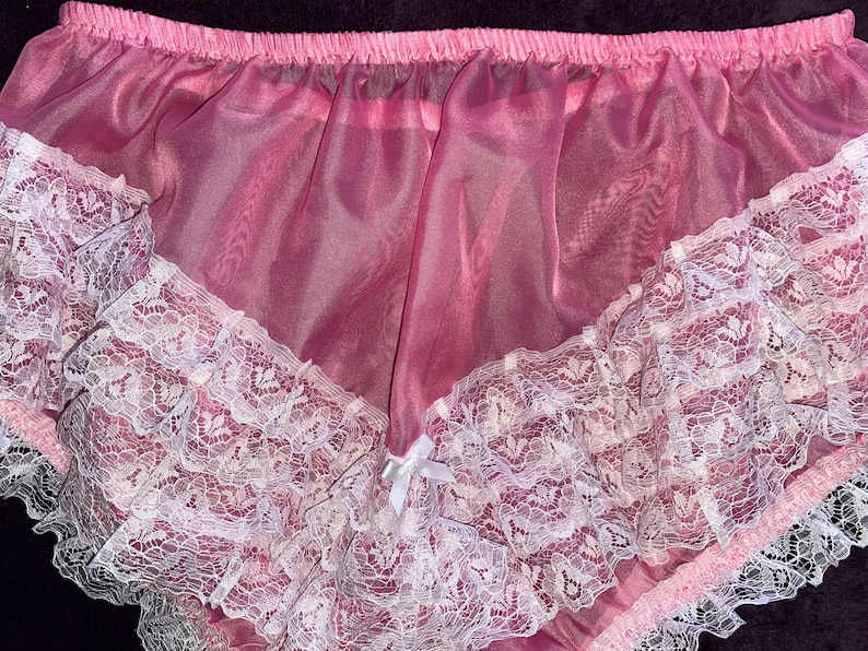 Vintage Style Cerise Pink With Four Row V Ruffled Back Sissy Maids Or