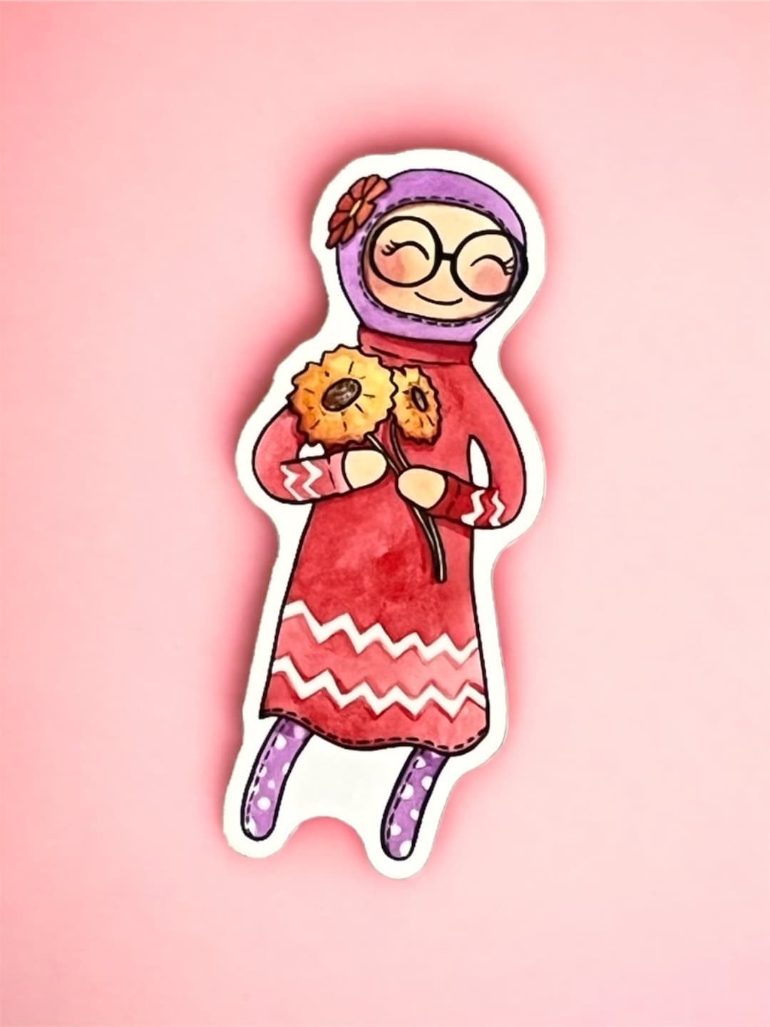 Hijab Sticker, Muslim Sticker, Islamic Sticker Cute Cartoon Glasses ...