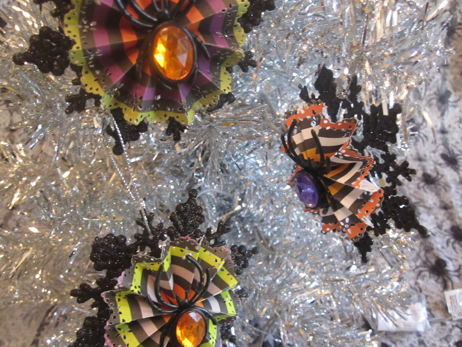 Set of 8 Black Snowflake Rosette Spider Halloween Ornaments - Etsy