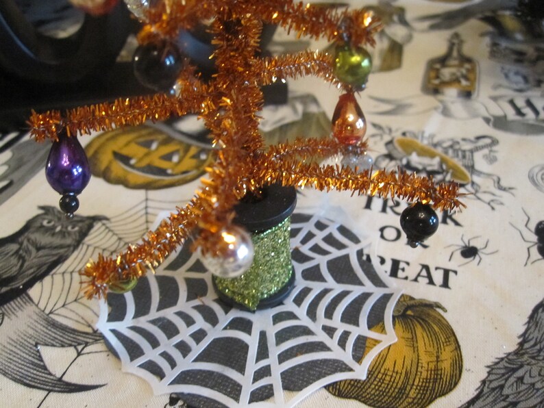 Miniature Orange Tinsel Halloween Feather Tree - Etsy