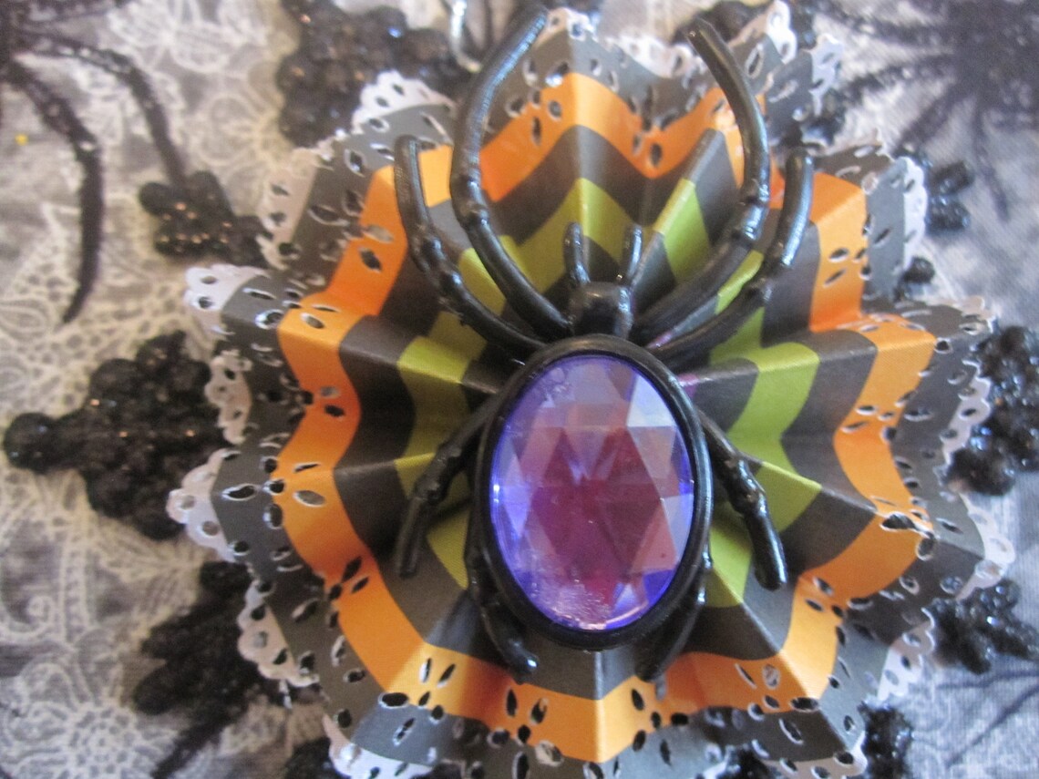 Set of 8 Black Snowflake Rosette Spider Halloween Ornaments - Etsy