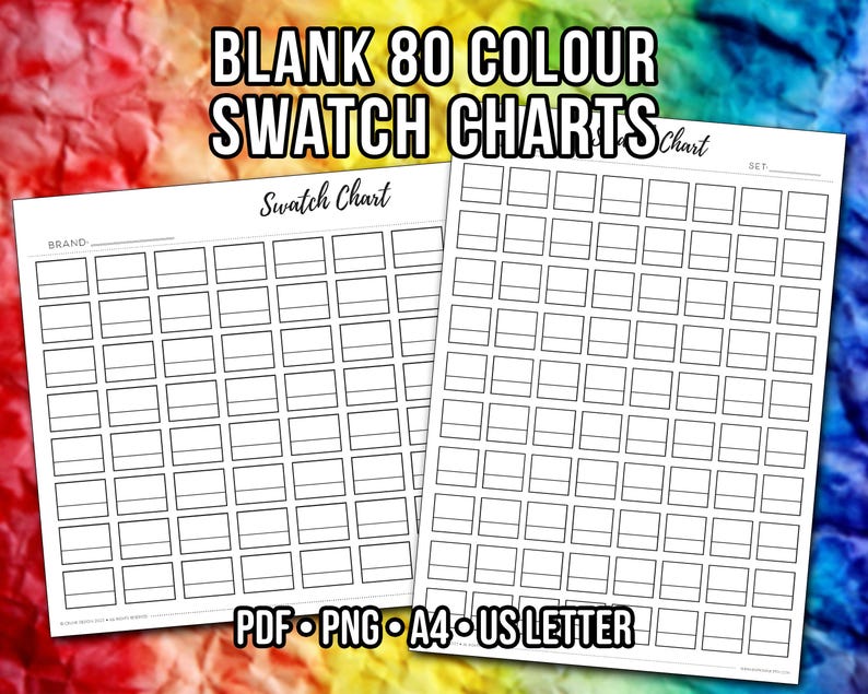Blank Colour Swatch Charts (80 Boxes) | Colour Test Sheets for Markers ...