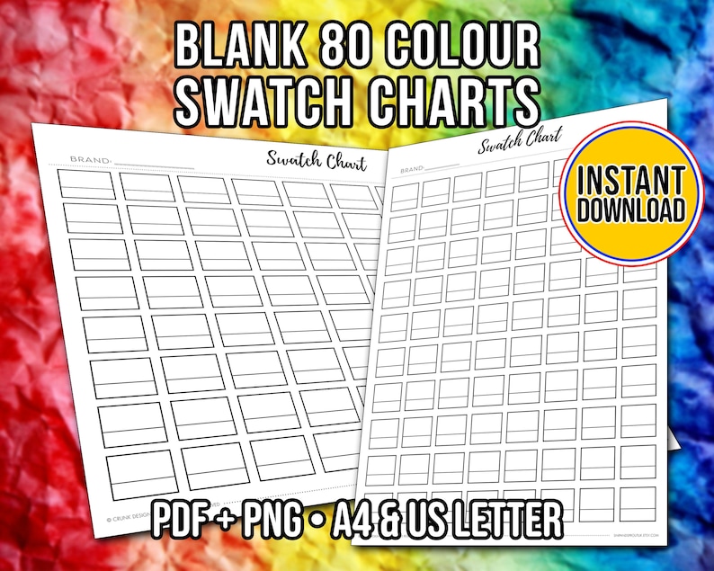 Blank Colour Swatch Charts (80 Boxes) | Colour Test Sheets for Markers ...