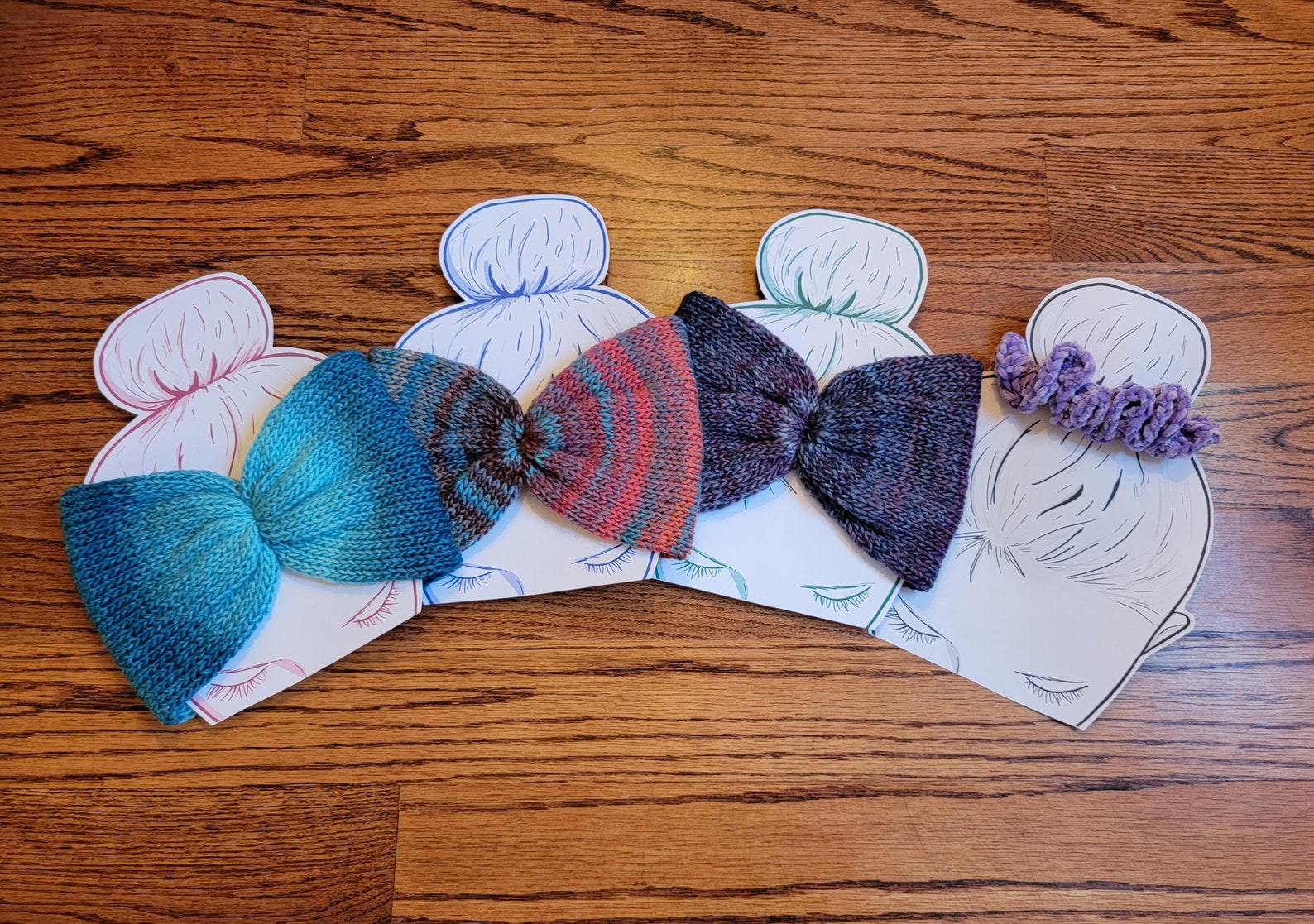 Printable Messy Bun Display Cards for Headbands, Ear Warmers, Beanies ...