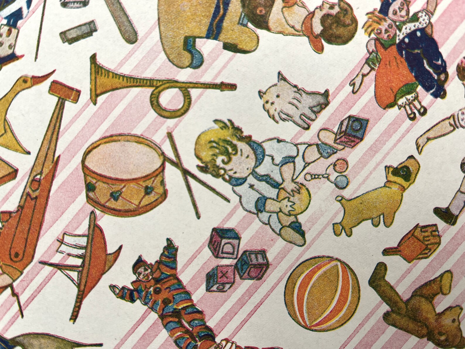 12 Feet Antique 1920s Wrapping Paper Wide Gift Box Wrap Toys Vintage ...