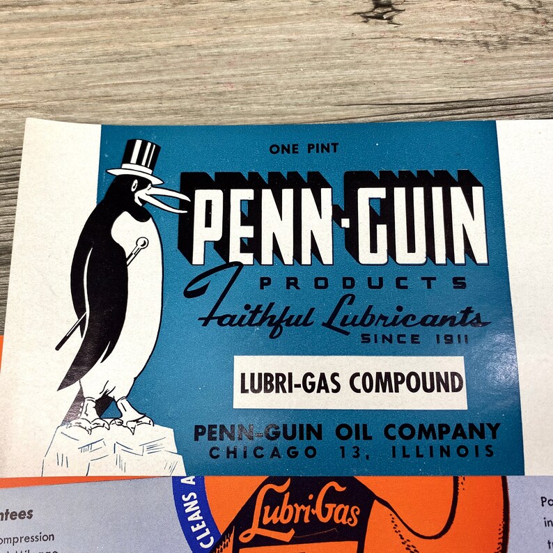 2 Vintage Art Deco Gas Can Labels Penguin Camel 1930s 1940s | Etsy