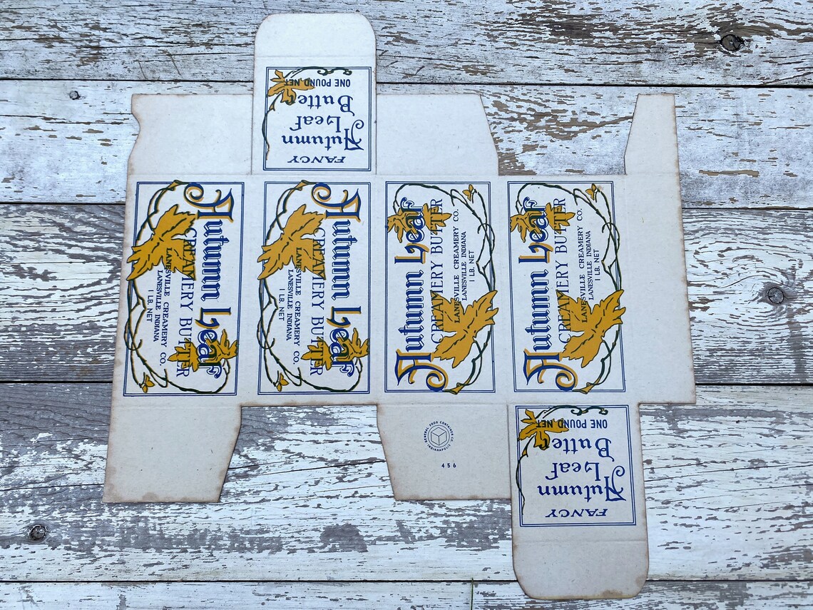 1930s Vintage Butter Box Blue Yellow Maple Leaf Leaves One - Etsy