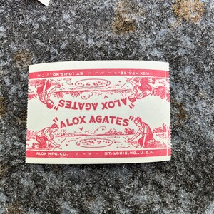 3 Tiny Vintage Header Labels Alox Agate Toy Marble Company Red Beige St ...