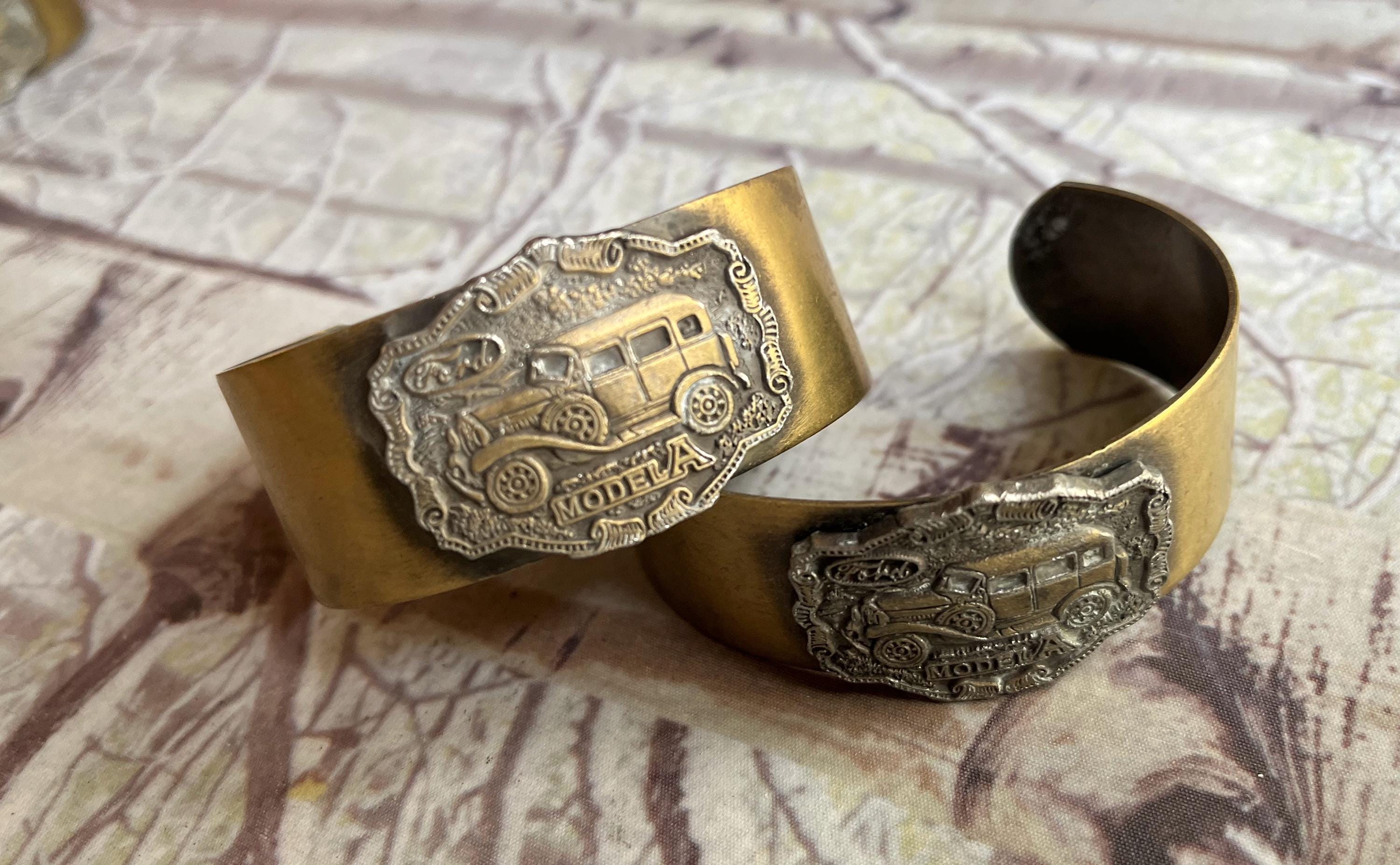 2 Vintage Ford Model A Car Cuff Bracelets - 1970s Metal Jewelry - Etsy