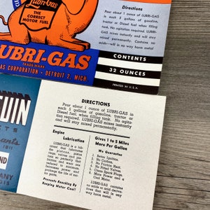 2 Vintage Art Deco Gas Can Labels Penguin Camel 1940s Lubri-gas Garage ...