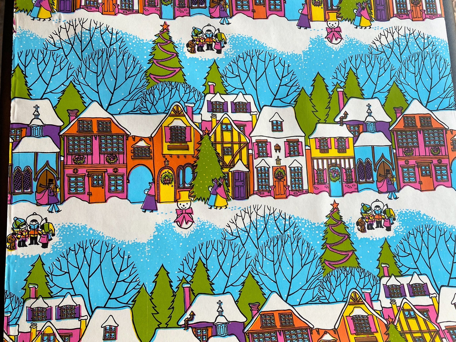 12 Feet Vintage Wrapping Paper Mod 1970s Retro Gift Wrap Day | Etsy