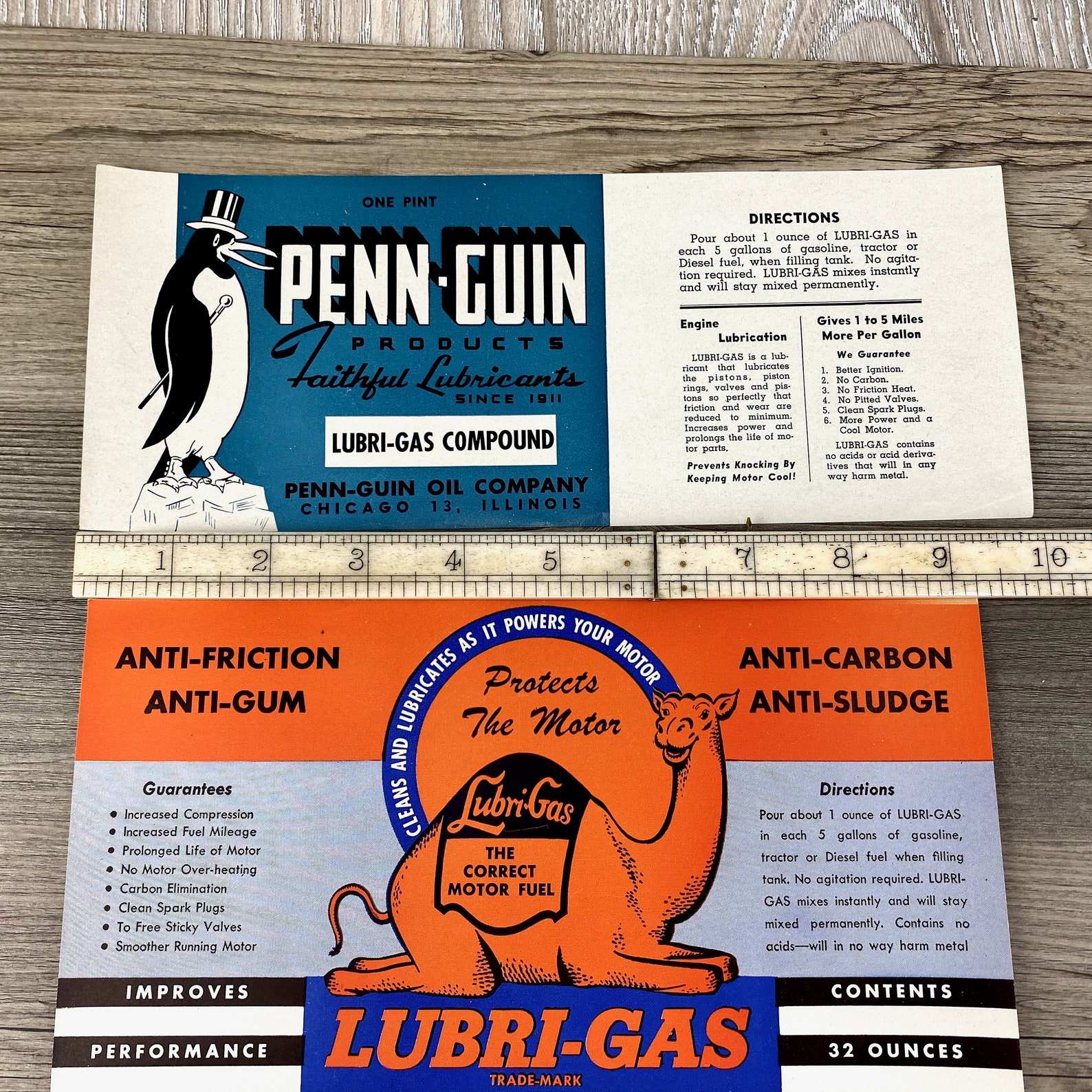 2 Vintage Art Deco Gas Can Labels Penguin Camel 1940s - Etsy