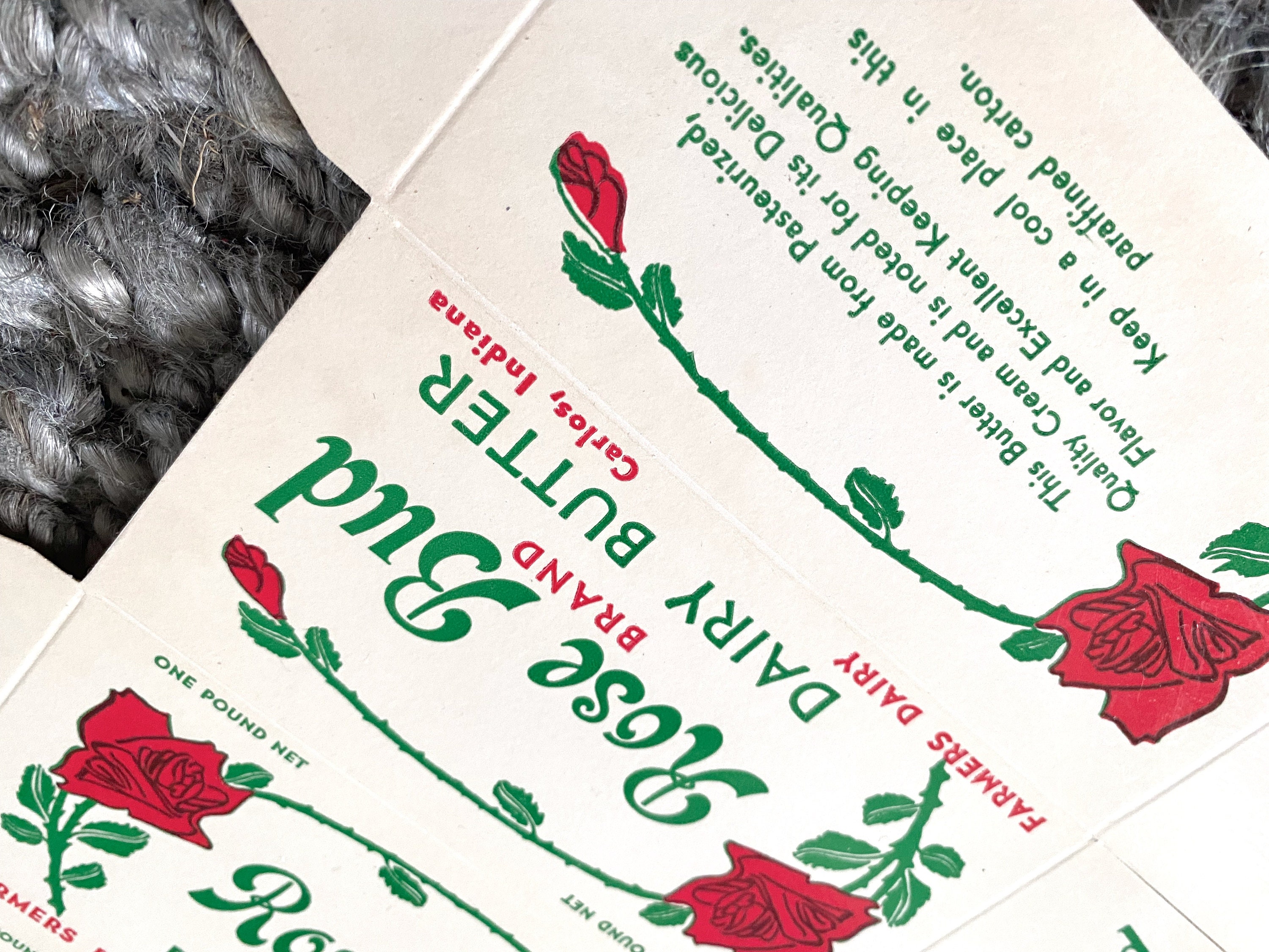 1950s Vintage Butter Box Rose Bud One Pound Advertising Packaging Roses ...