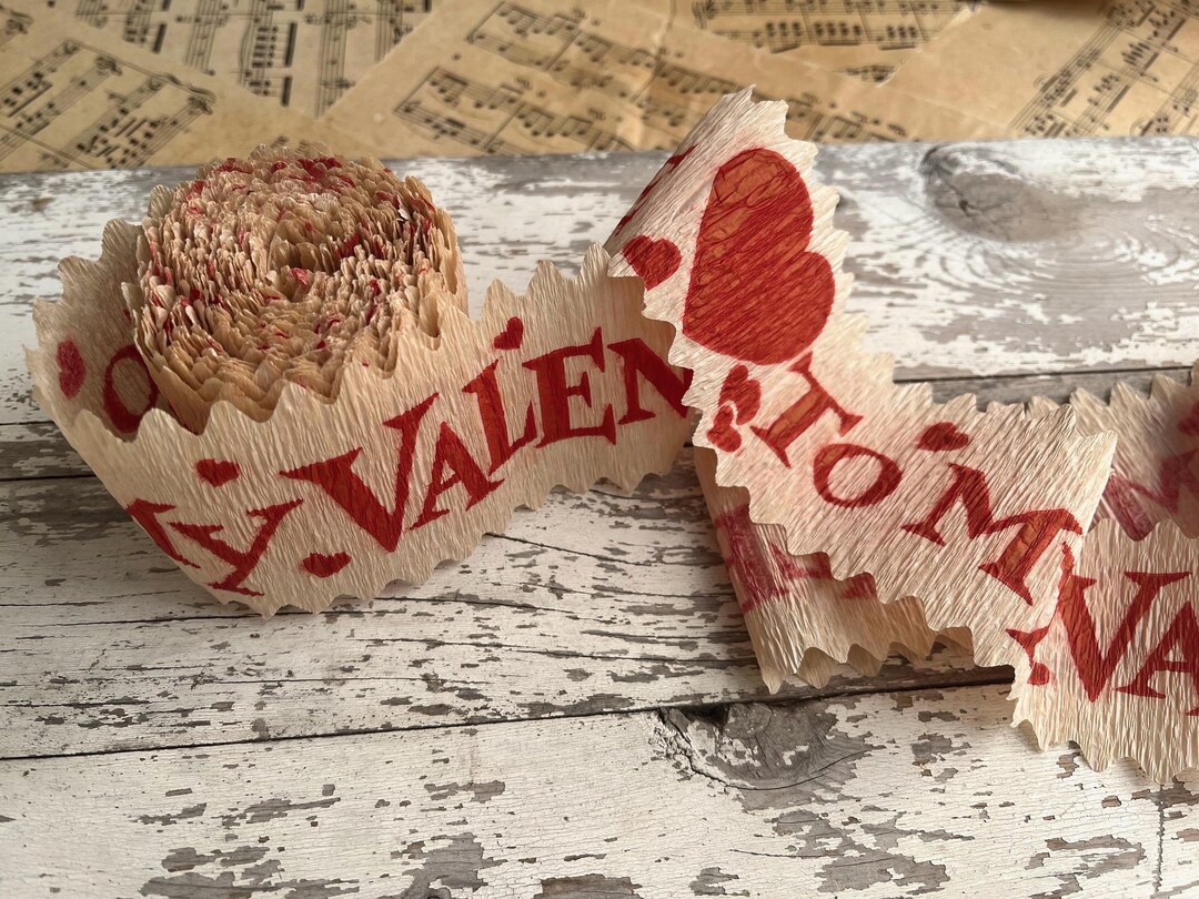 48 Feet Vintage Valentines Day Crepe Paper Streamers Retro 1970s Mod ...