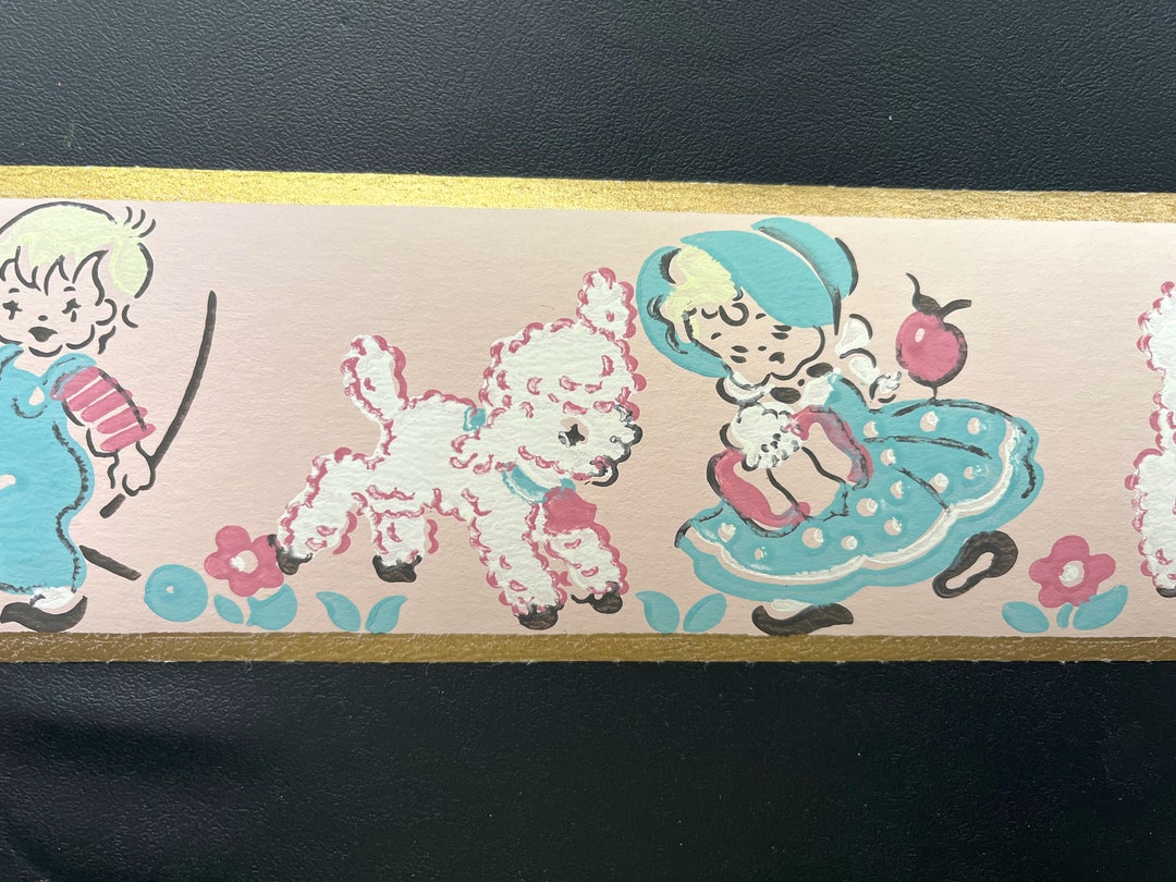 Bo Peep Vintage Wallpaper Border 1950s Pink Blue Sheep Boy Girl Lamb ...