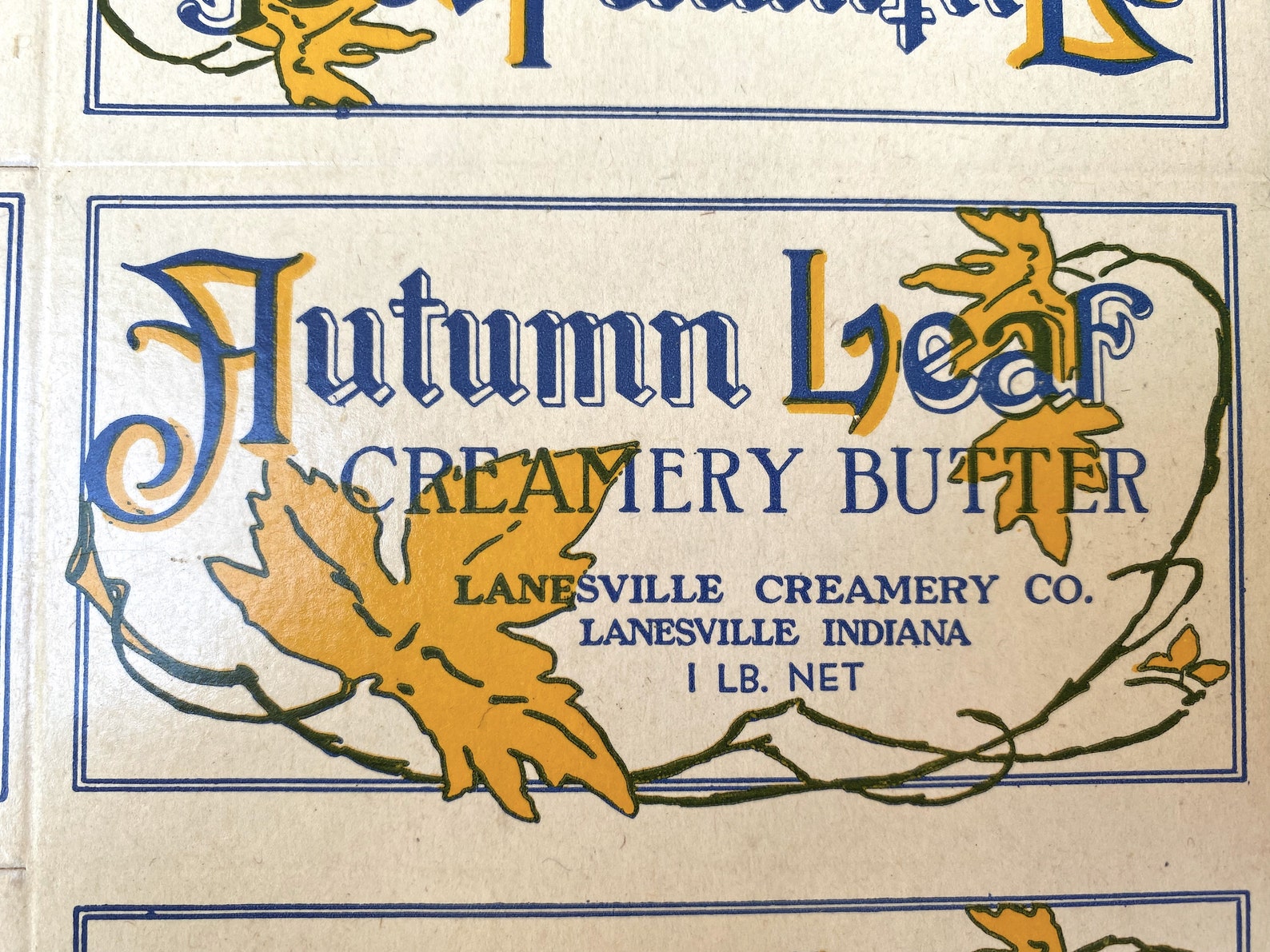 1930s Vintage Butter Box Blue Yellow Maple Leaf Leaves One - Etsy
