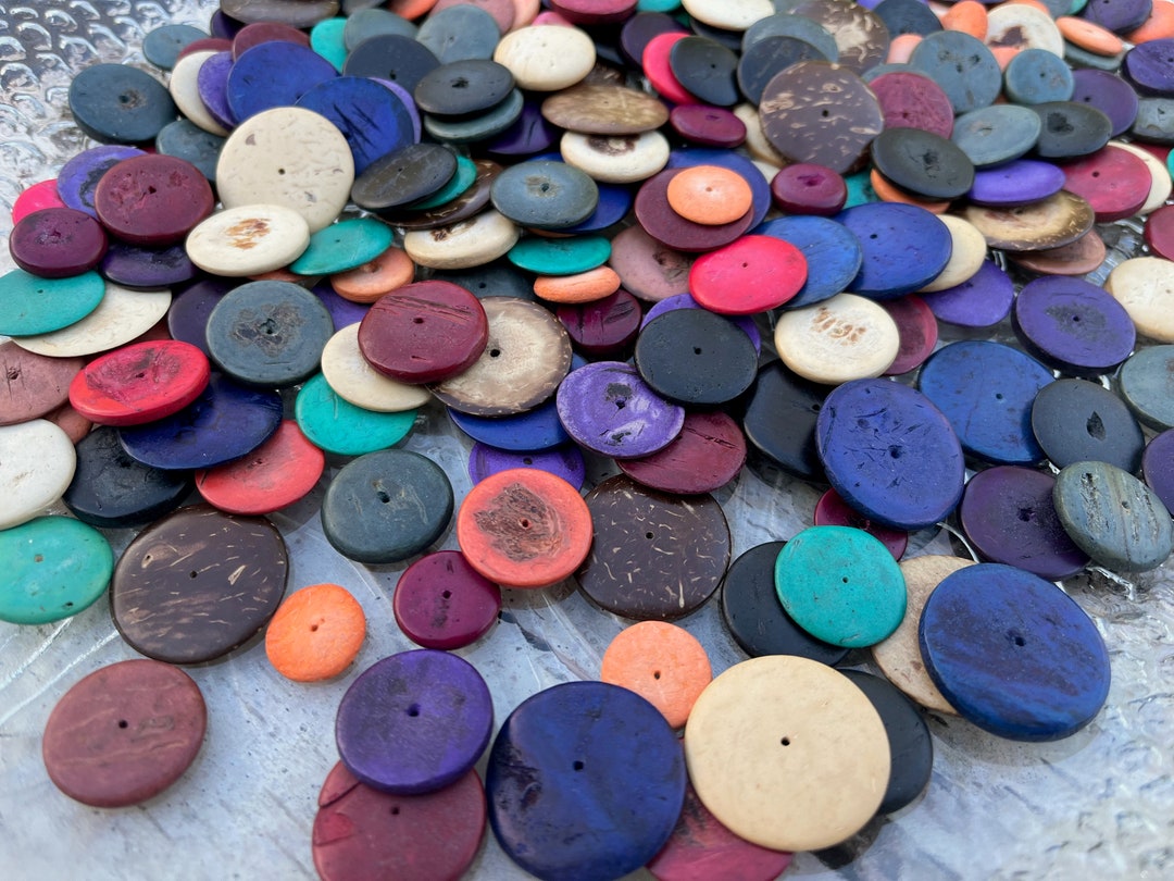 Half Pound Mixed Wooden Disc Beads Flat Wood Circles Bead Lot ...