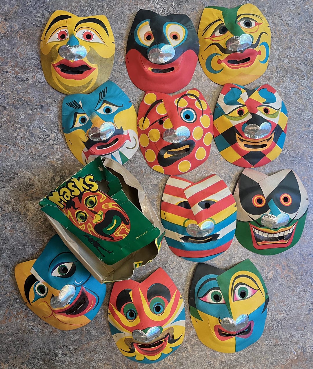 11 Strange Vintage Paper Masks Bizarre 1950s Japan Face Mask Lot ...