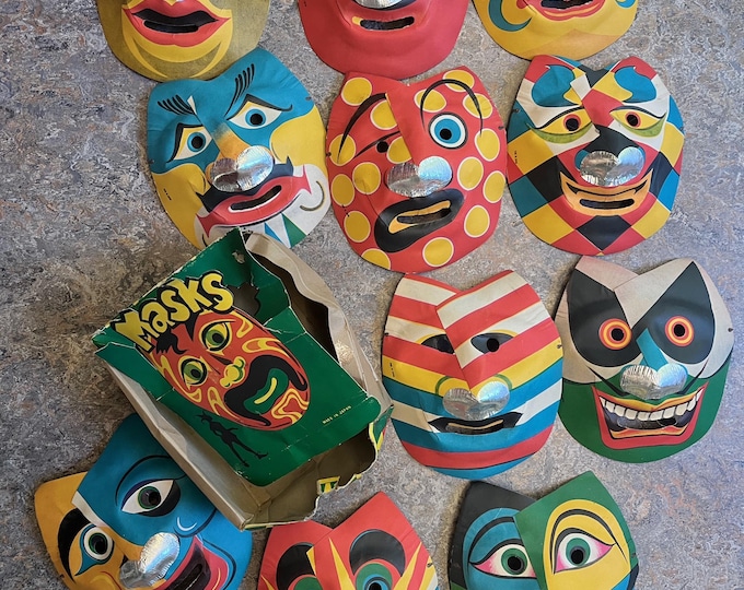11 Strange Vintage Paper Masks Bizarre 1950s Japan Face Mask Lot ...