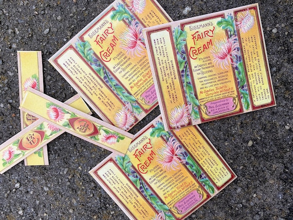 3 Antique Fairy Cream Labels Early 1900s Bottle and Neck Label | Etsy