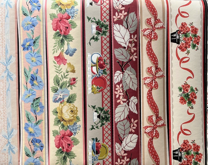 24 Feet Vintage Wallpaper Borders Wall Paper Border Lot Sample Ephemera ...
