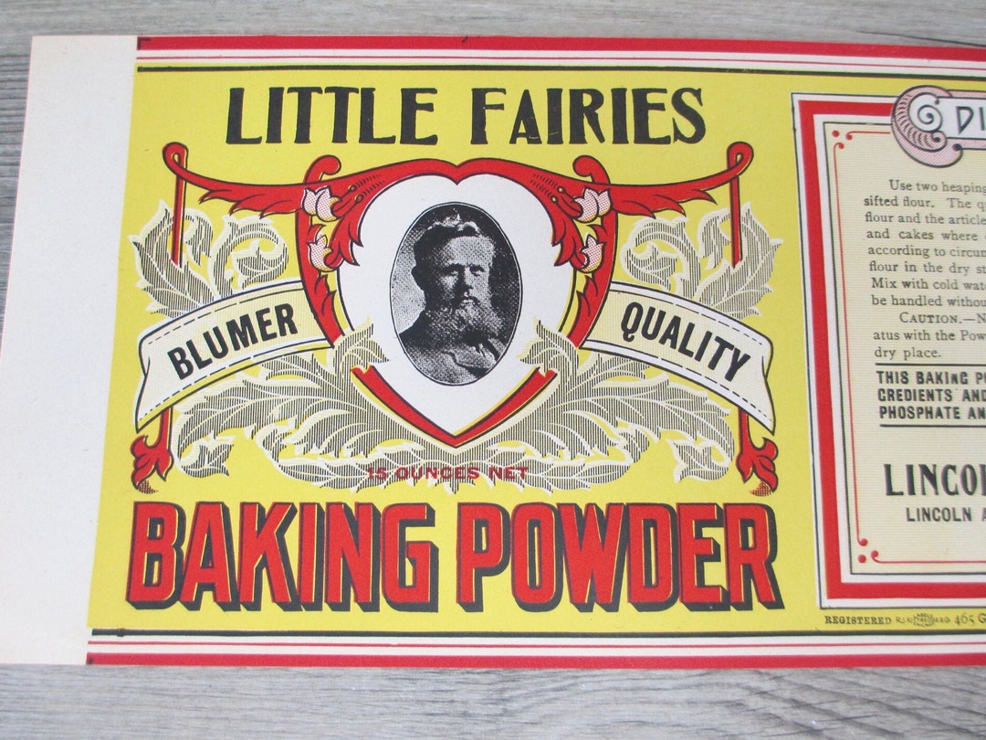 Antique Little Fairies Baking Powder Label Early 1900s Vintage Ephemera ...