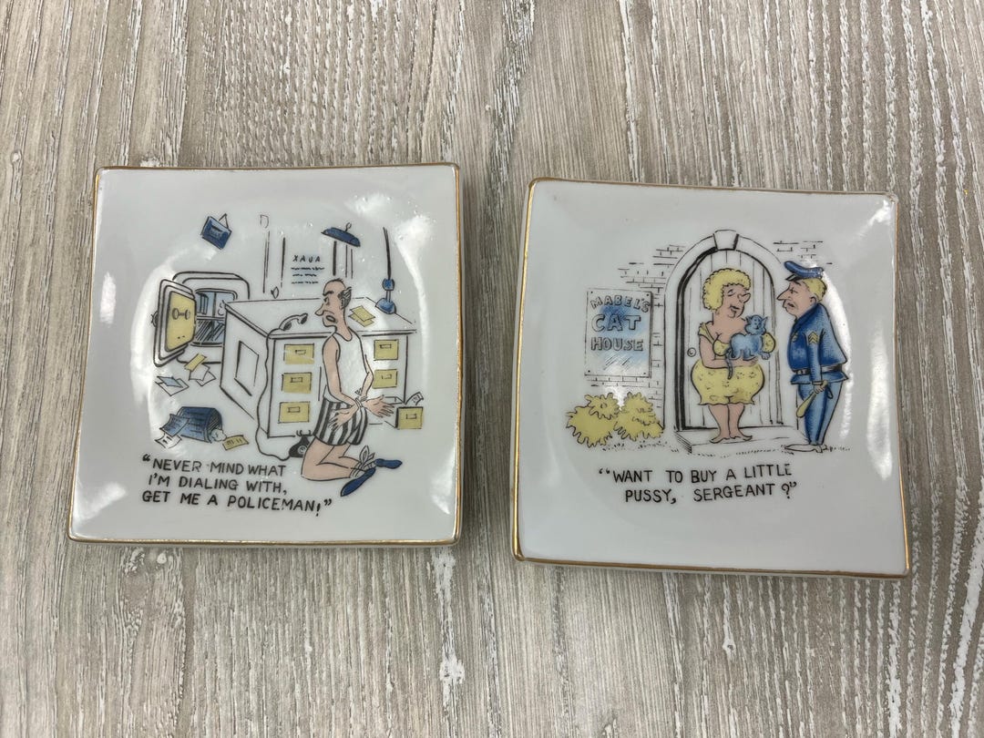 Vintage Risqué Comic Ashtrays, 1960s Ceramic Gag Gift - Set of 2 - Etsy
