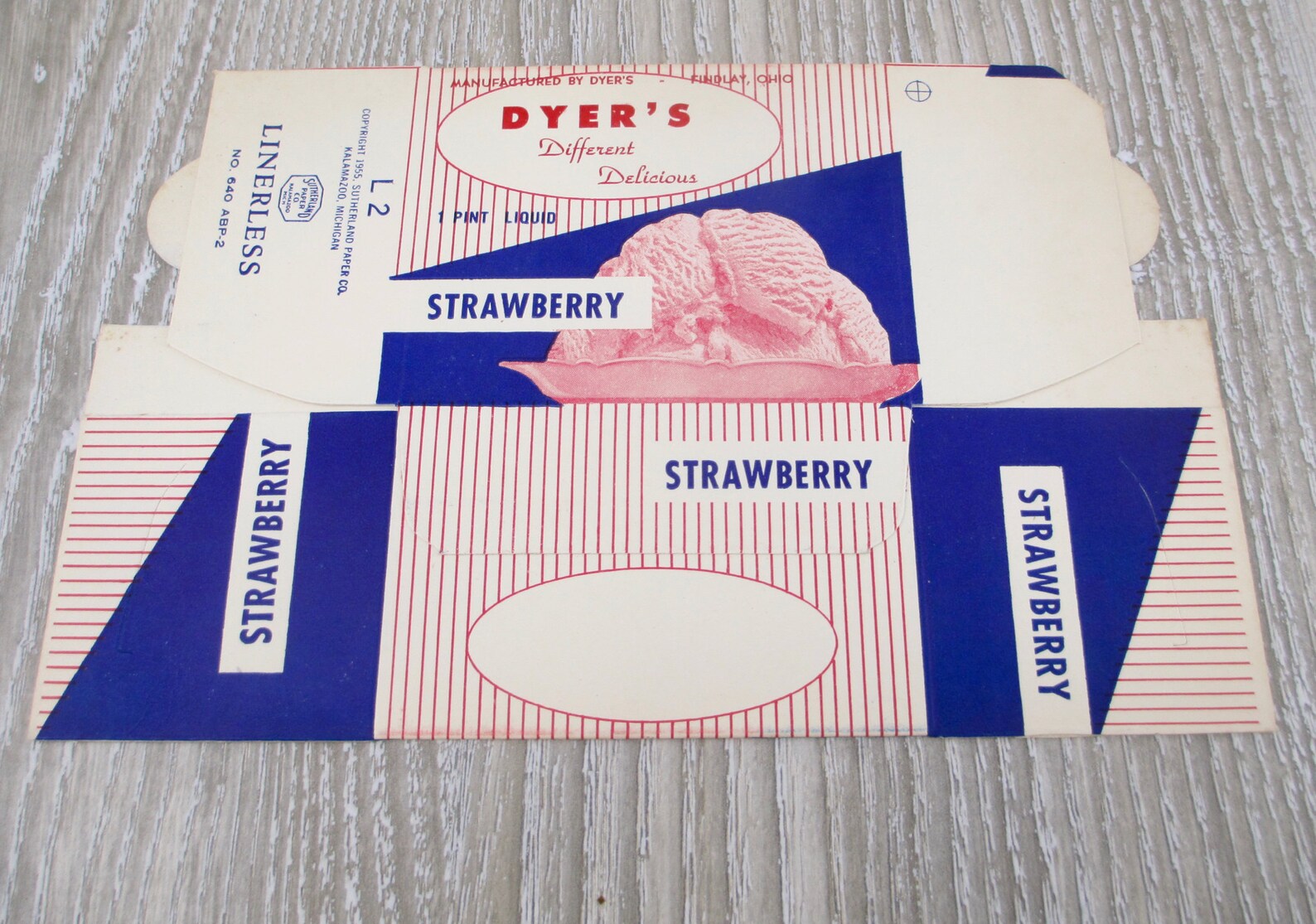 1950s Vintage Strawberry Ice Cream Pint Box Carton Retro Pink - Etsy
