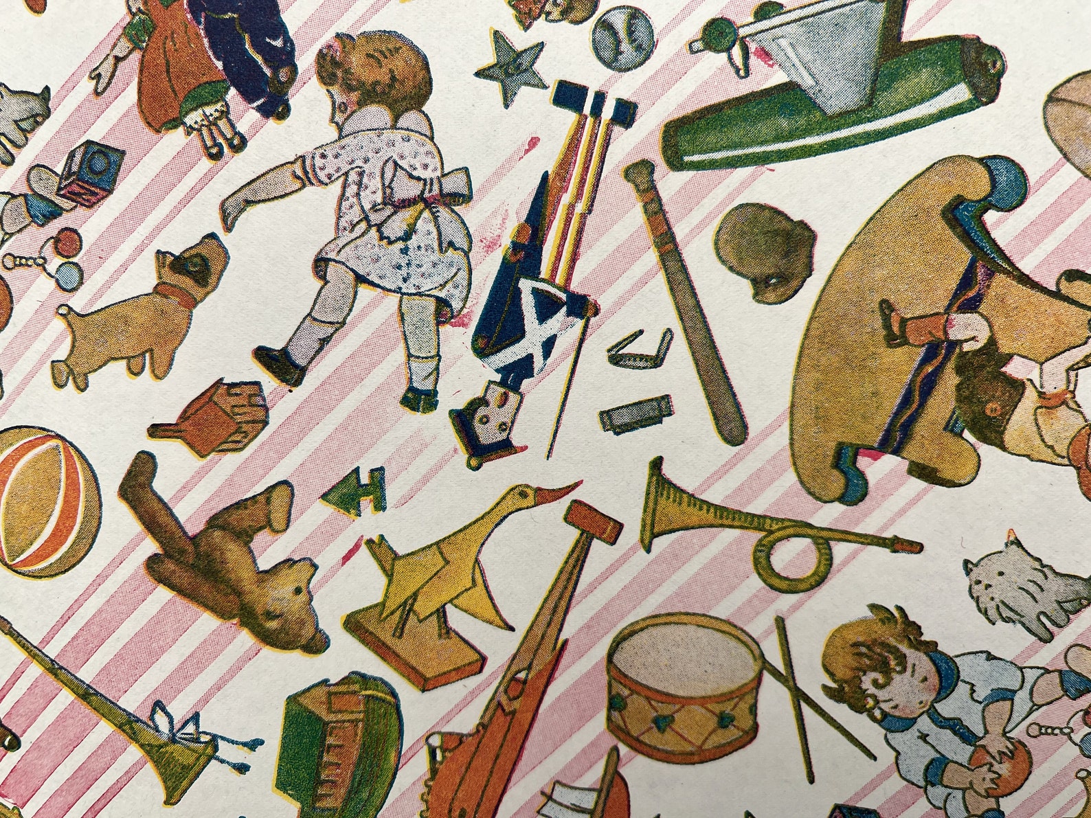 12 Feet Antique 1920s Wrapping Paper Wide Gift Box Wrap Toys Vintage ...