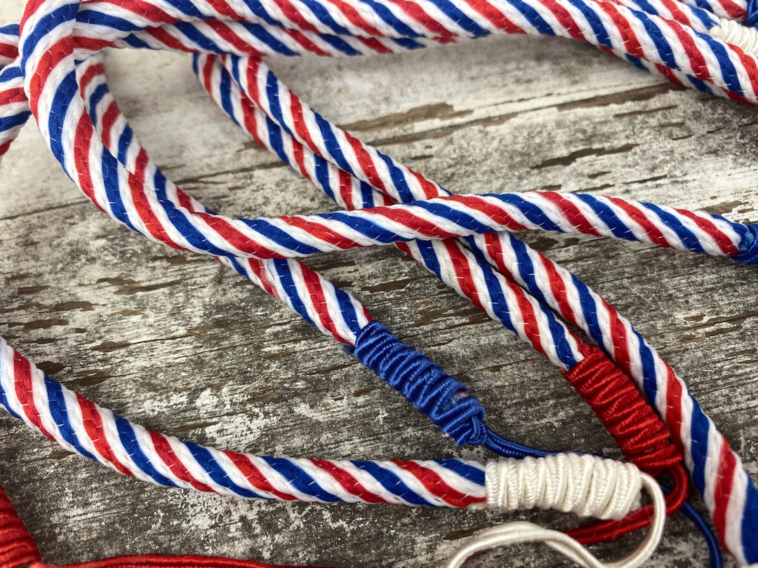 6 Vintage Patriotic Rope Cords Lanyard Straps String Red White Blue ...