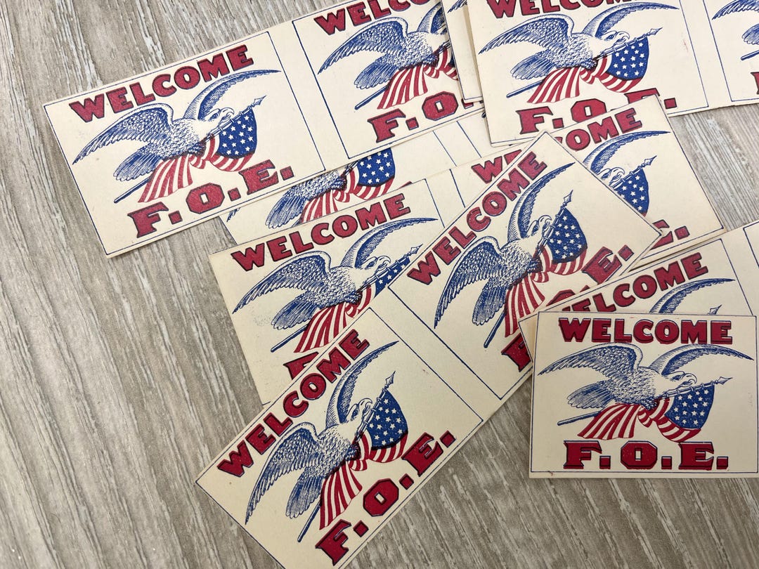 8 Antique Eagle Flag Labels: 1920s Fraternal Order of Eagles Ephemera ...